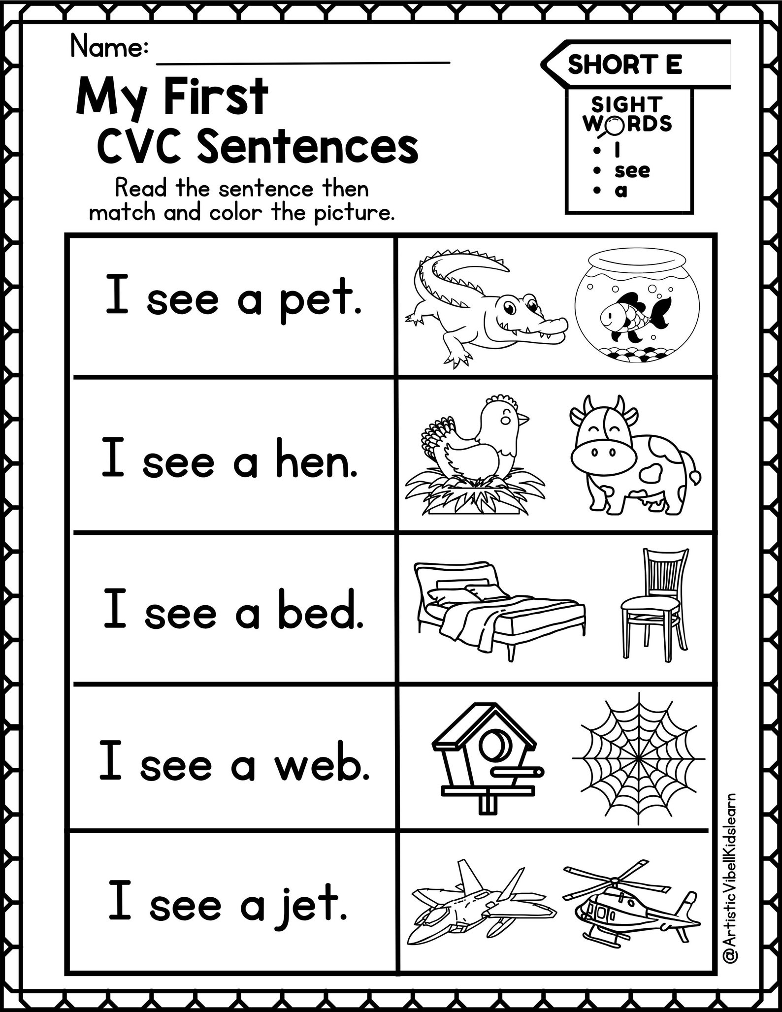 Cvc Word Fluency Worksheets 1st Grade Sentences Cvc Reading Printable ...