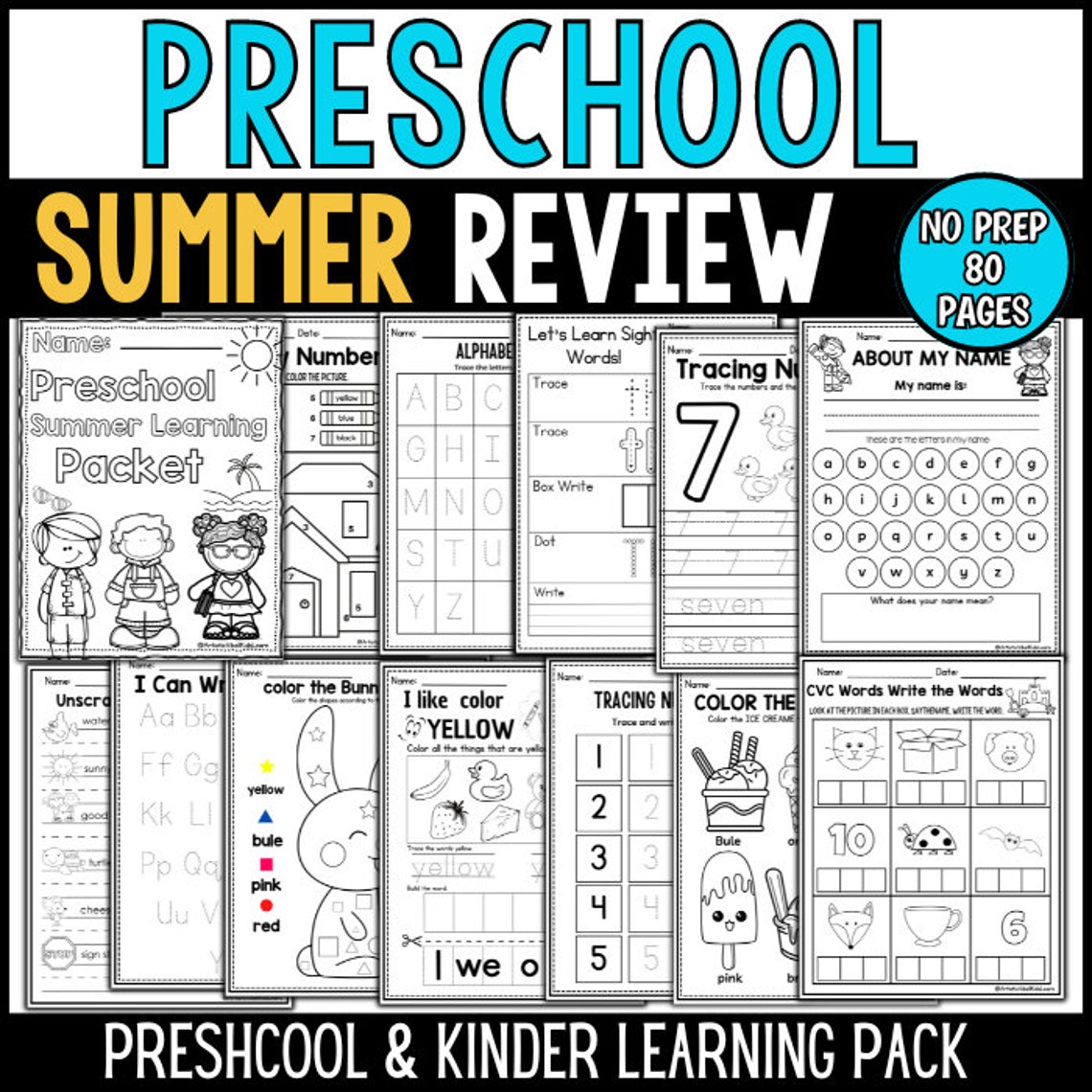 Prek Summer Review Preschool Printable Worksheets Teacher Resources ...