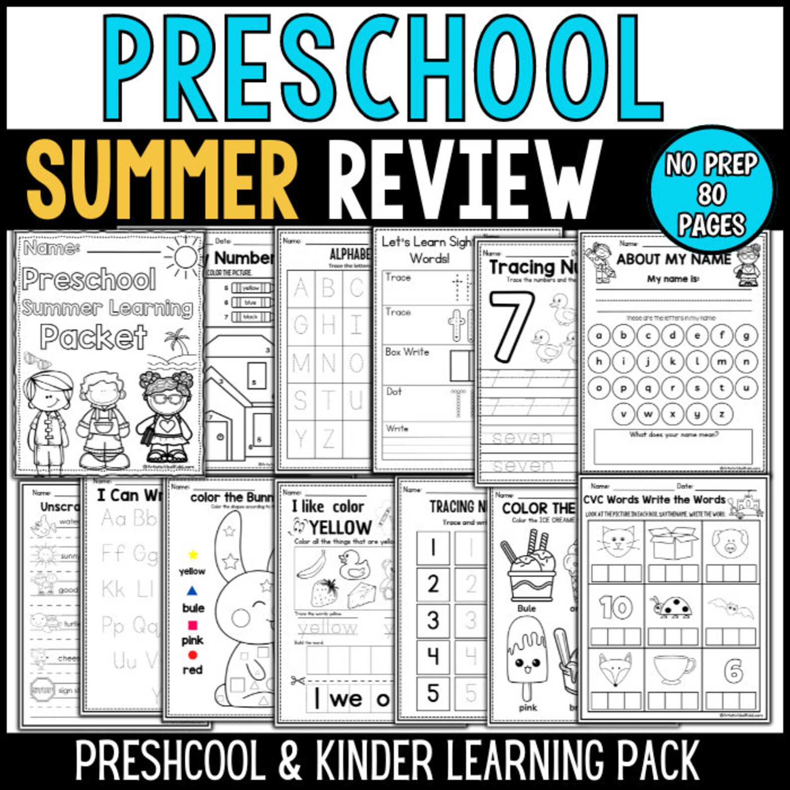 Prek Summer Review Preschool Printable Worksheets Teacher Resources ...