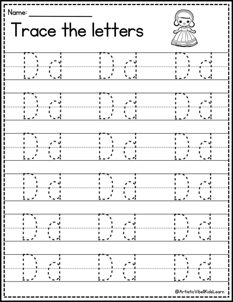 26 Printable Trace the Alphabet Worksheets. Preschool Kindergarten ...
