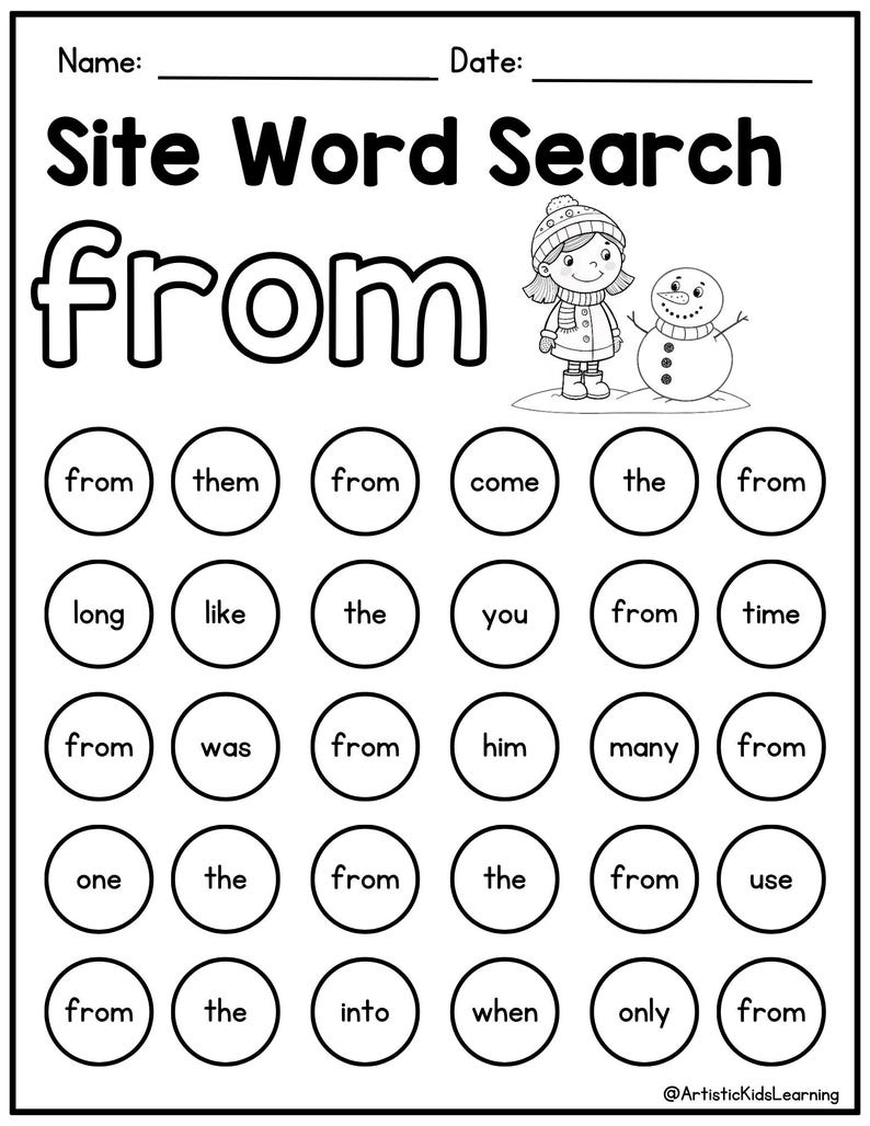 100 Printable Let's Find Fry 1st Hundred Sight Words Find Worksheets ...