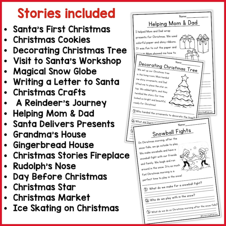December Christmas Reading Comprehension Passages and Questions ...