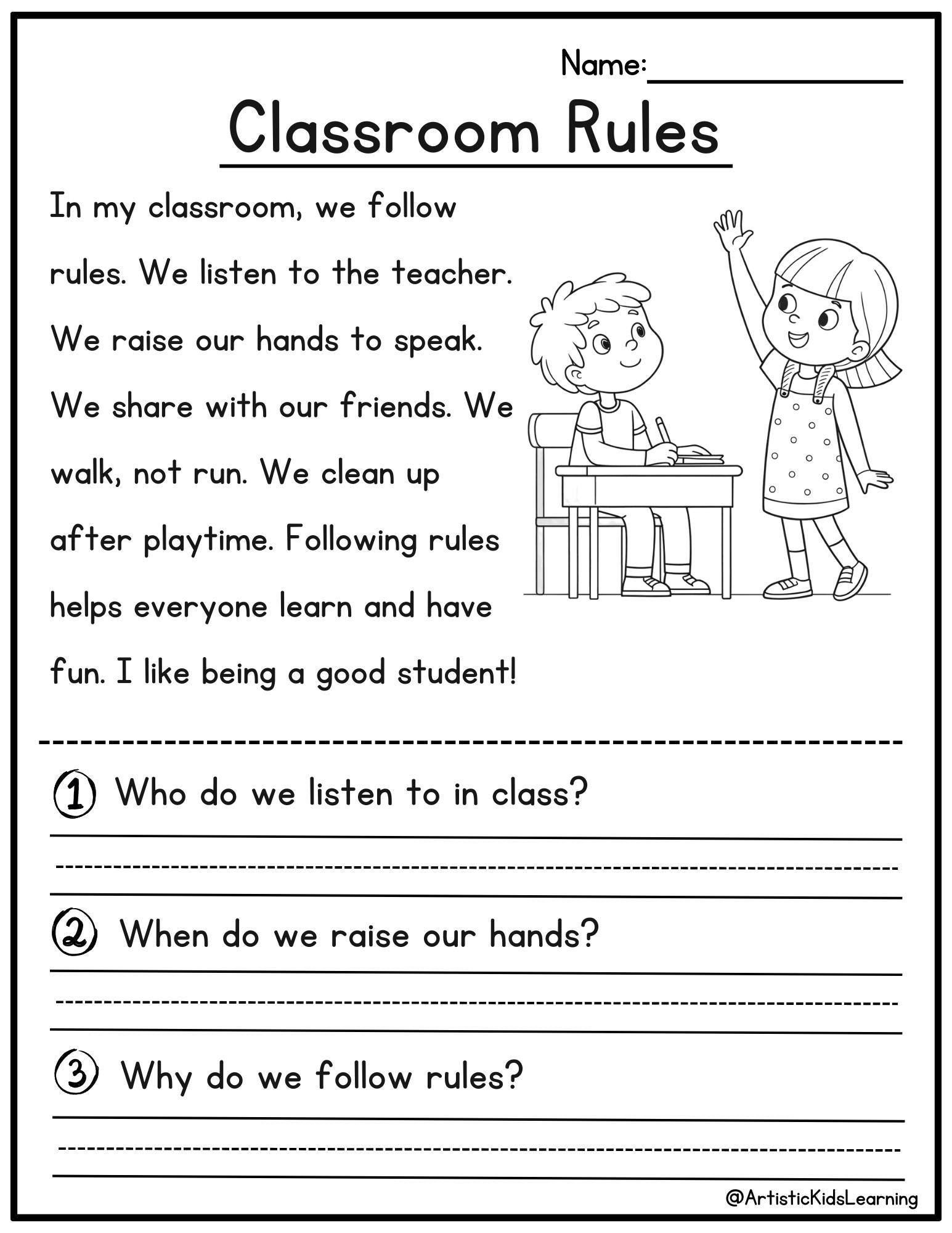 Reading Comprehension Printable - Kindergarten - First Grade ...