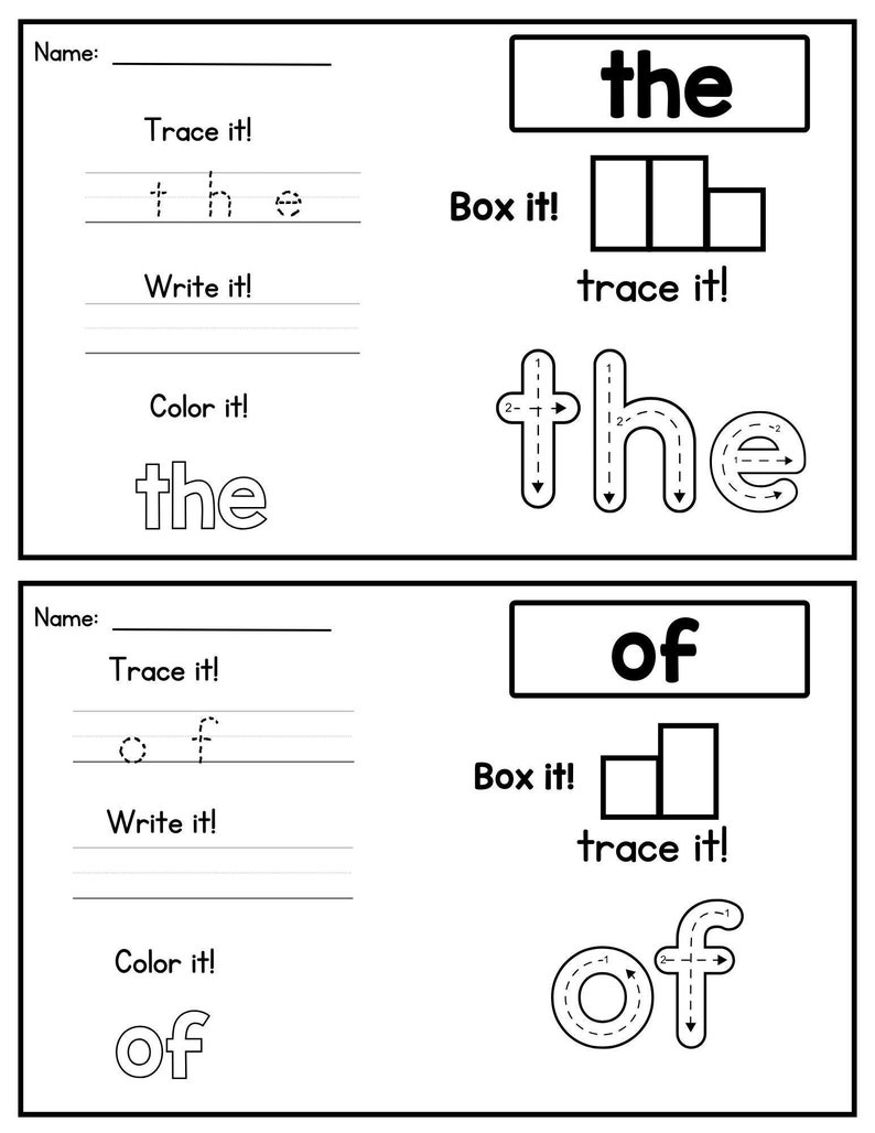 100 Printable Let's Learn Fry 1st Hundred Sight Words Worksheets ...