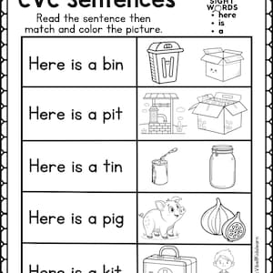 Cvc Word Fluency Worksheets 1st Grade Sentences Cvc Reading Printable ...