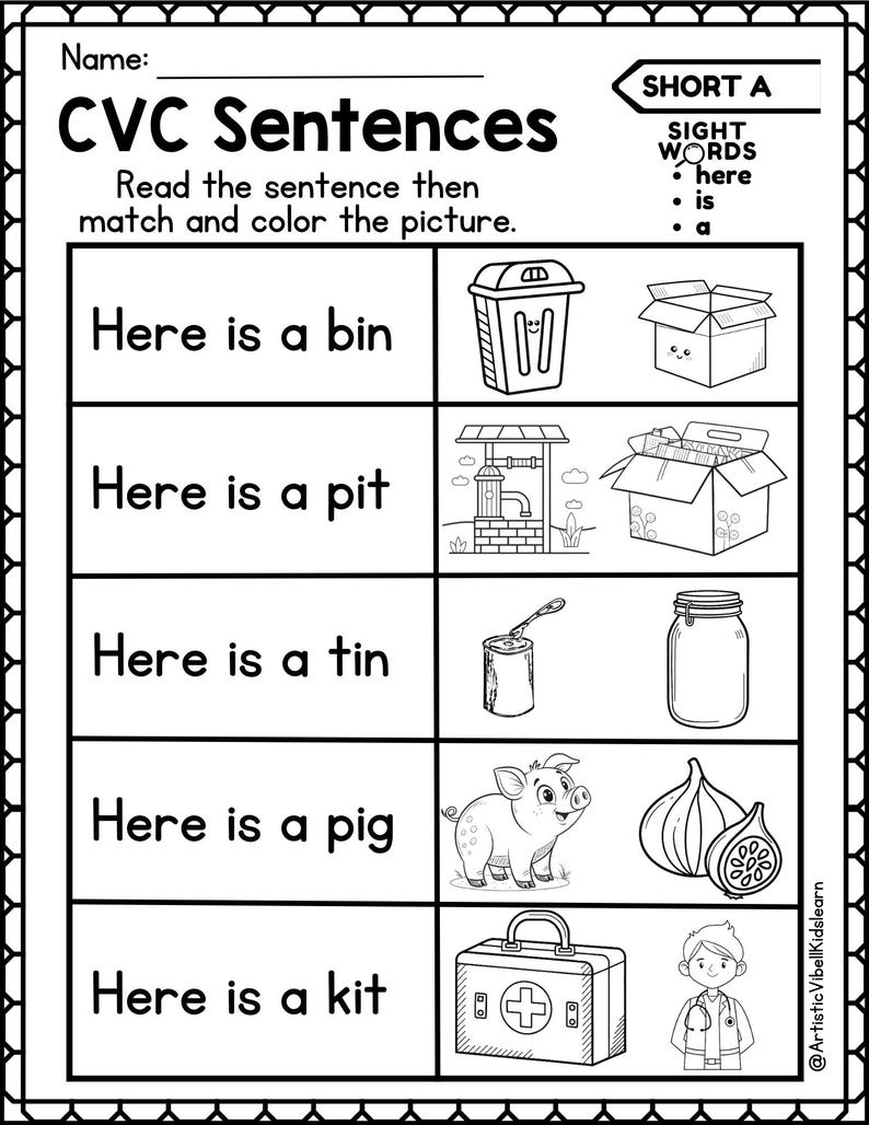 Cvc Word Fluency Worksheets 1st Grade Sentences Cvc Reading Printable ...