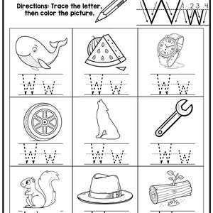 Alphabet Beginning Sounds Worksheets Letters Color & Trace Handwriting ...