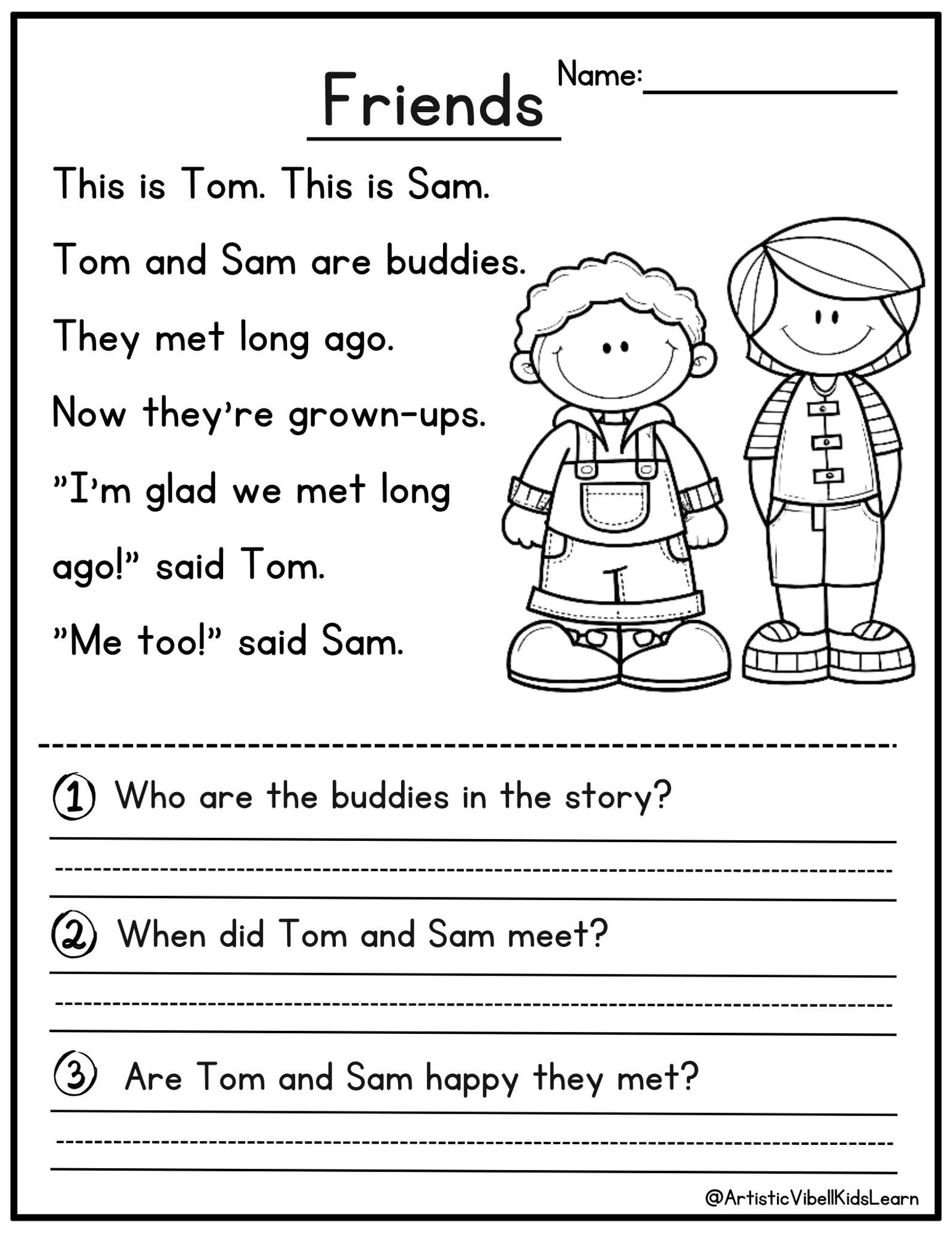 50 Kindergarten 1st Grade Reading Comprehension Passages Worksheets ...
