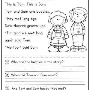50 Kindergarten 1st Grade Reading Comprehension Passages Worksheets ...