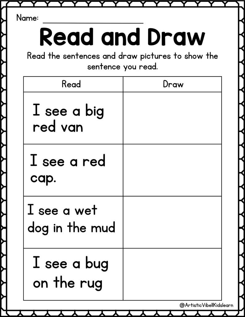 Cvc Word Fluency Worksheets 1st Grade Sentences Cvc Reading Printable ...