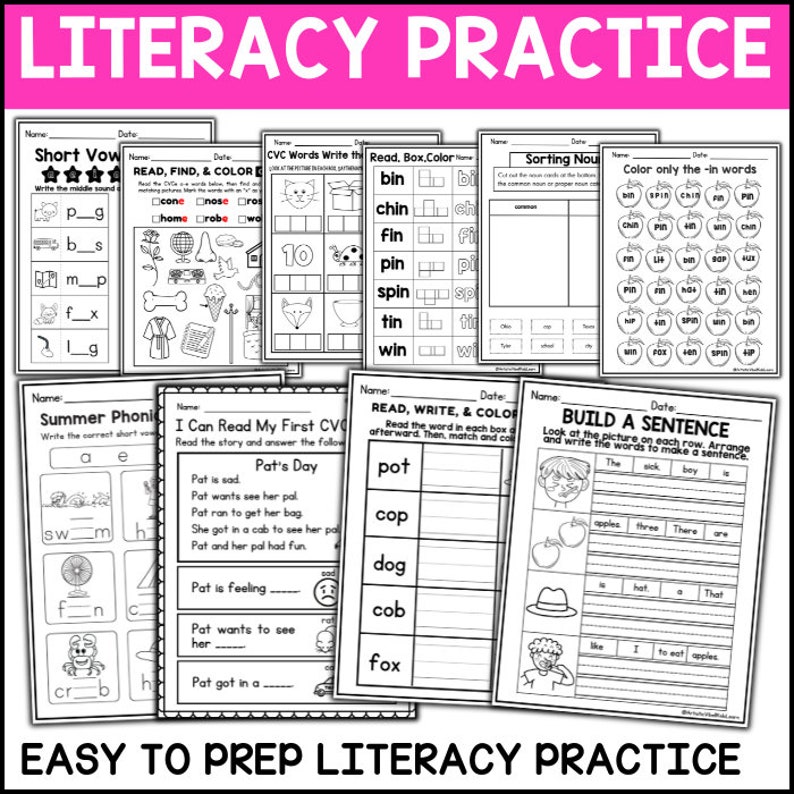 55 Kindergarten Summer Review Worksheets Printable Homeschool Engaging ...