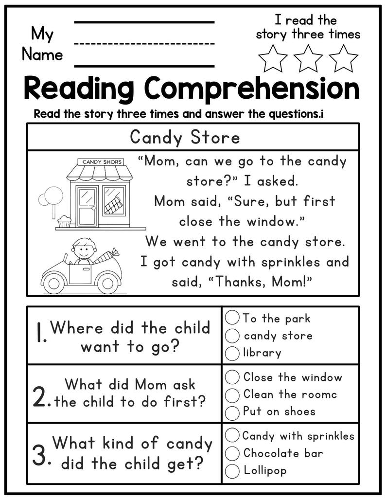 Kindergarten 1st Grade Reading Comprehension Passages Worksheets ...