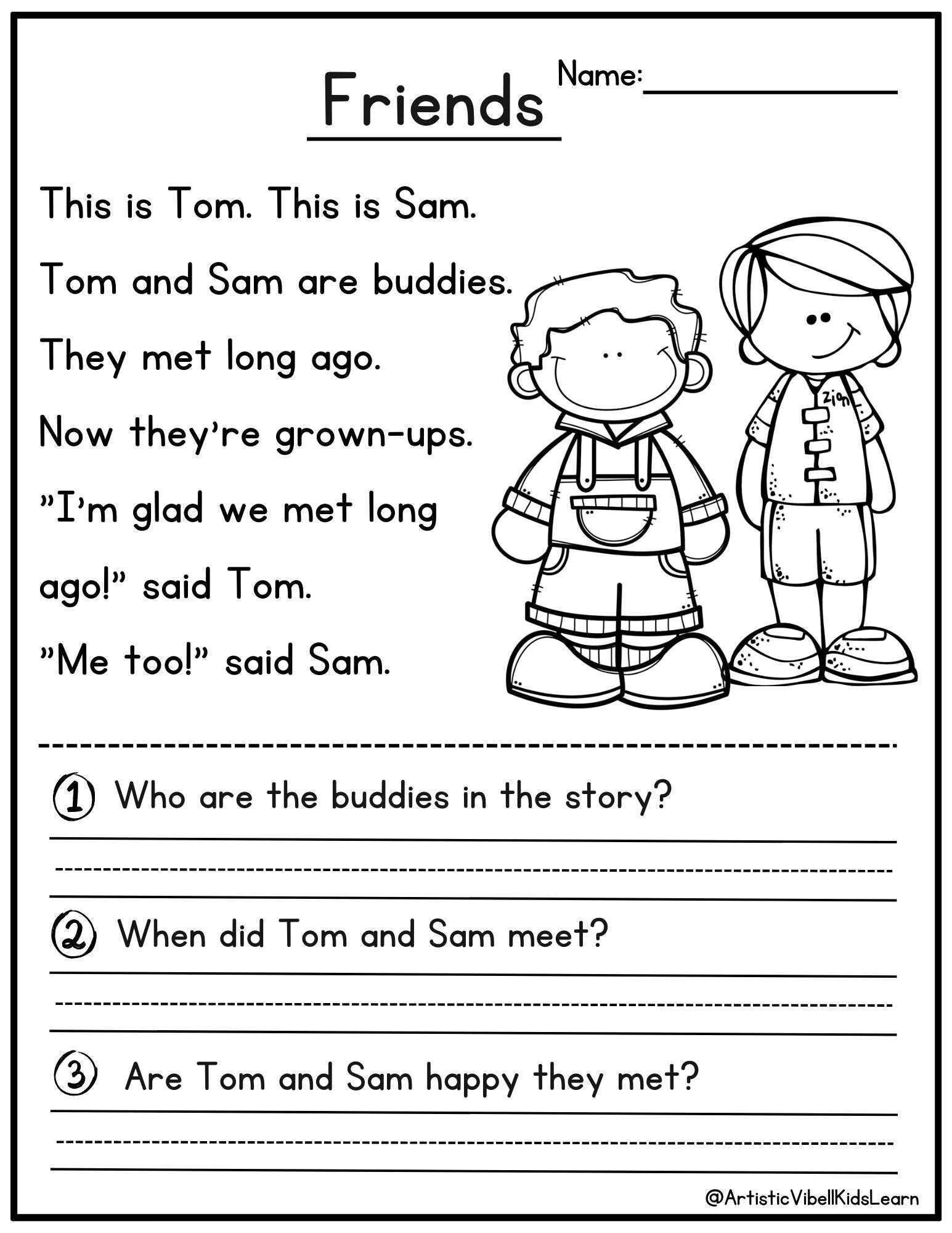 100 First Grade Reading Comprehension Passages Worksheets Sentences ...
