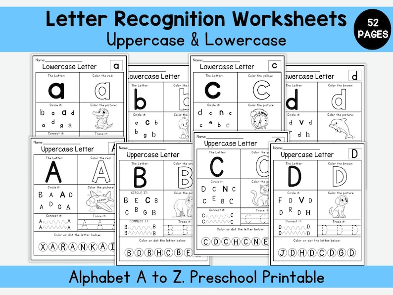Alphabet Worksheets | 52 Alphabet Letter Recognition Worksheets ...