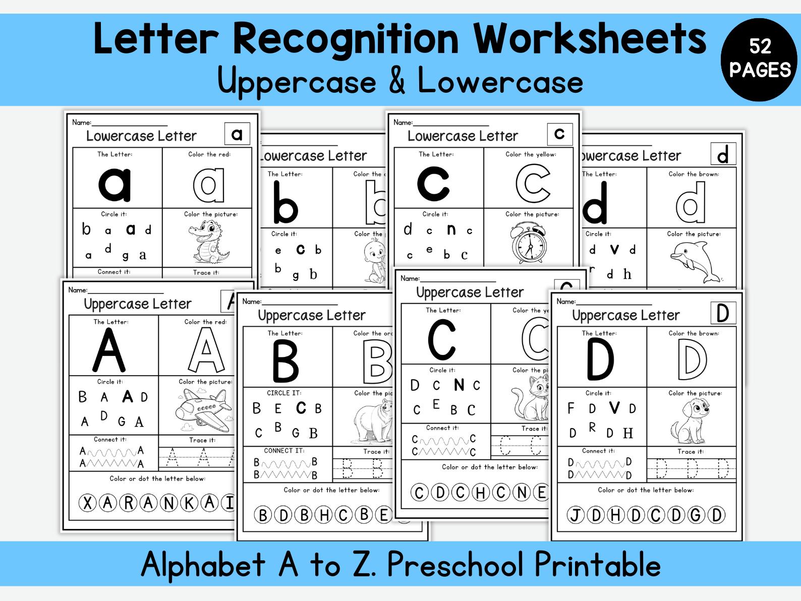 Alphabet Worksheets | 52 Alphabet Letter Recognition Worksheets ...