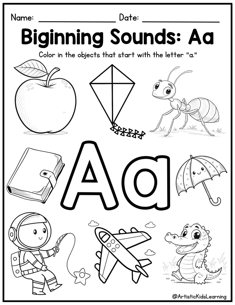Alphabet Beginning Sounds Coloring Pages Beginning Sounds Worksheets ...