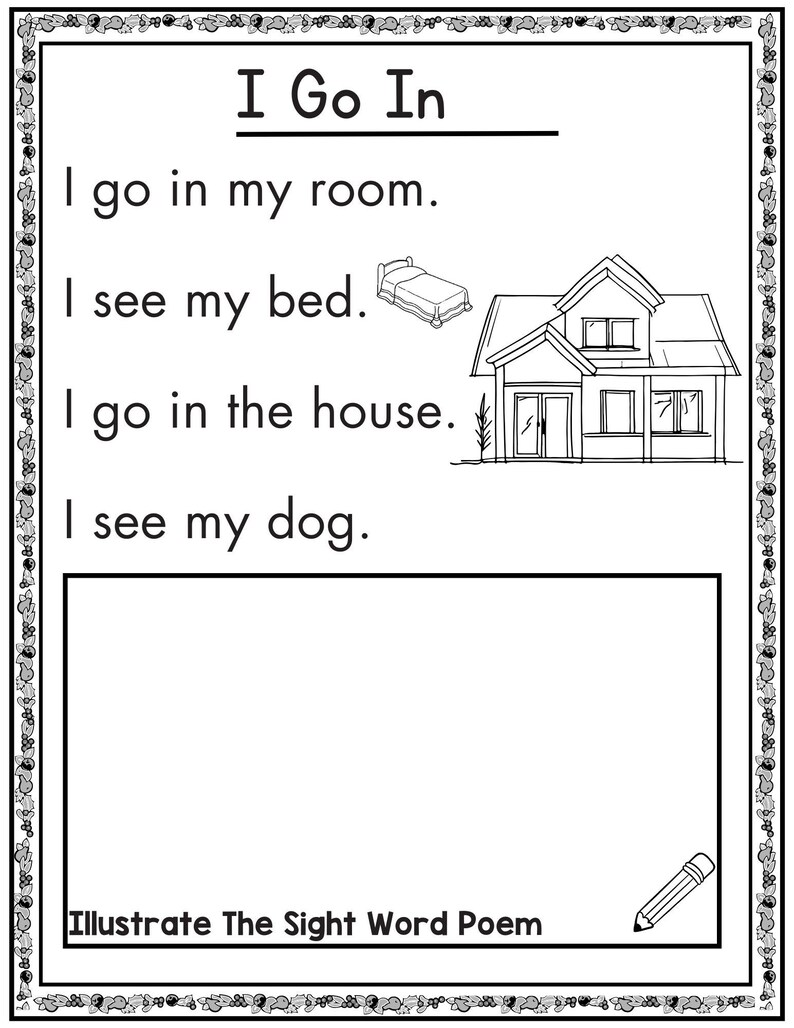 50 Printable Fry's Sight Word Poems Pages Reading Sentences and ...