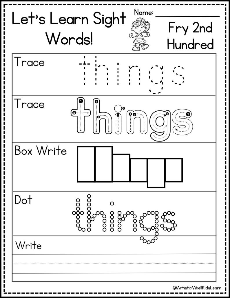 100 Printable Let's Learn Fry 2nd Hundred Sight Words Worksheets. 2nd ...