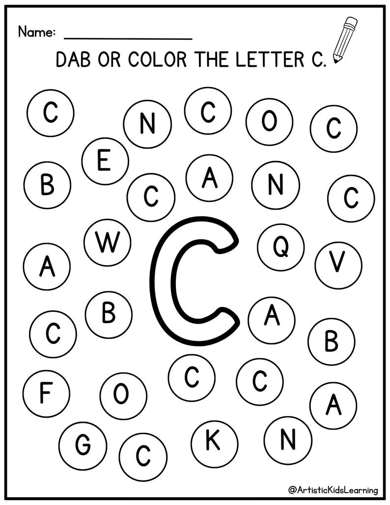 26 Printable Alphabet Uppercase Dab It Worksheets. Preschool-kdg ...