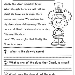 50 Kindergarten 1st Grade Reading Comprehension Passages Worksheets ...