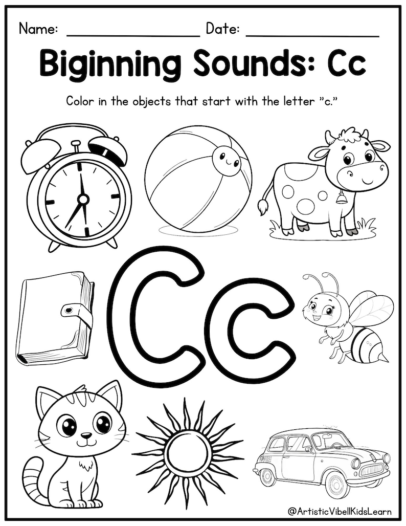 Alphabet Beginning Sounds Coloring Pages Beginning Sounds Worksheets ...