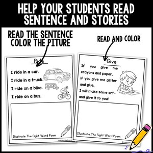 Sight Word Poems 50 Printable Fry's Sight Word Pages Reading Sentences ...