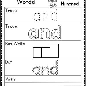 100 Printable Let's Learn Fry 1st Hundred Sight Words Worksheets ...