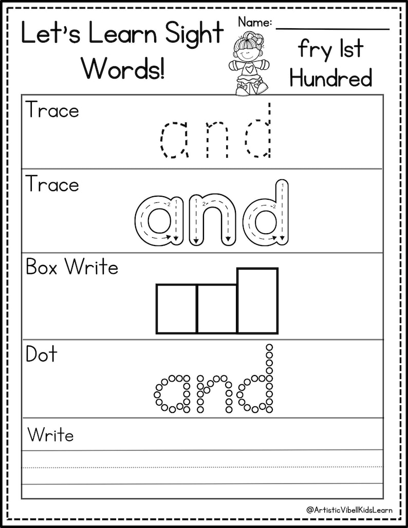 100 Printable Let's Learn Fry 1st Hundred Sight Words Worksheets ...
