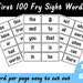 100 Printable Fry's First Hundred Sight Word Flashcards. Prek-1st Grade ...