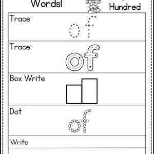 100 Printable Let's Learn Fry 1st Hundred Sight Words Worksheets ...