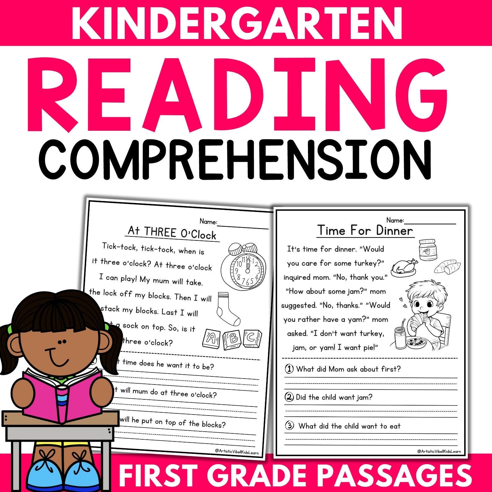 100 First Grade Reading Comprehension Passages Worksheets Sentences ...