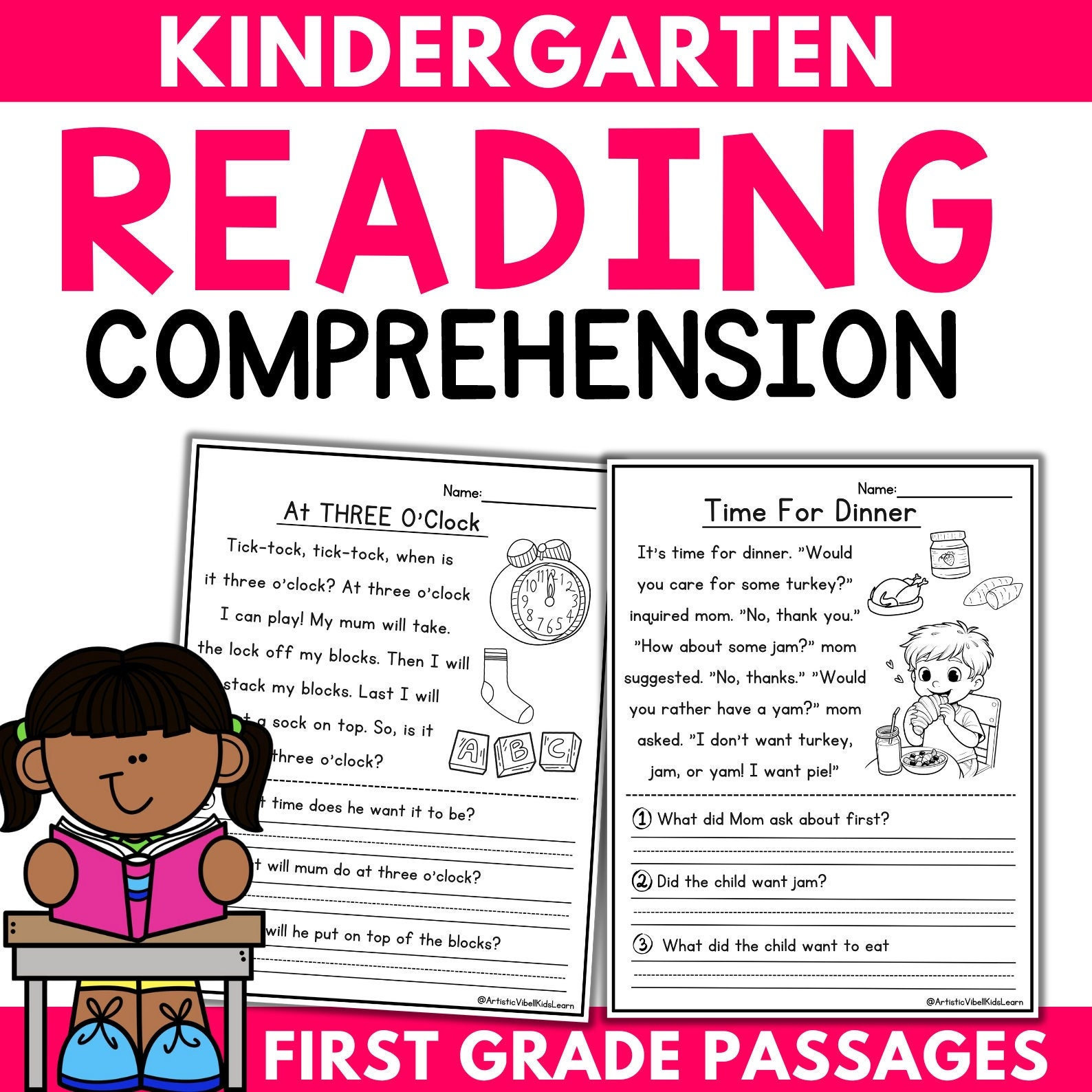 100 First Grade Reading Comprehension Passages Worksheets Sentences ...