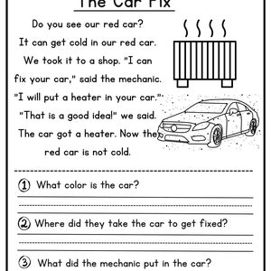 50 Kindergarten 1st Grade Reading Comprehension Passages Worksheets ...