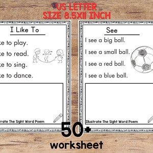 Sight Word Poems 50 Printable Fry's Sight Word Pages Reading Sentences ...