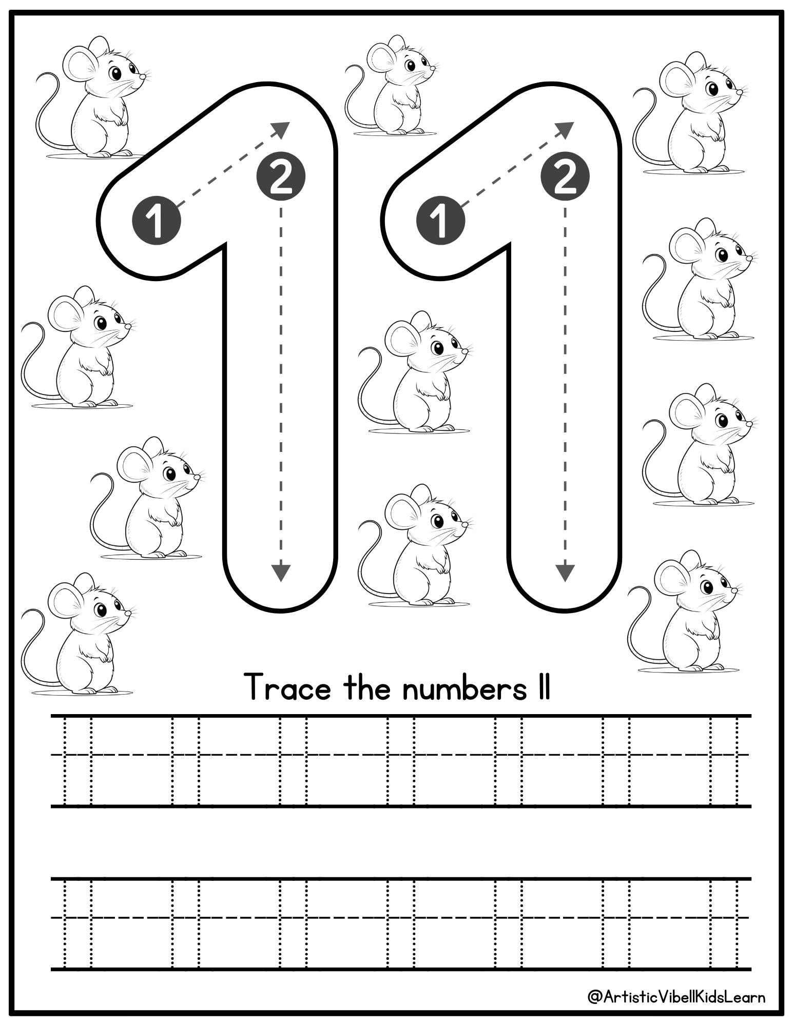 Numbers 1-20 Trace, Count, and Color Worksheets Preschool Numbers ...