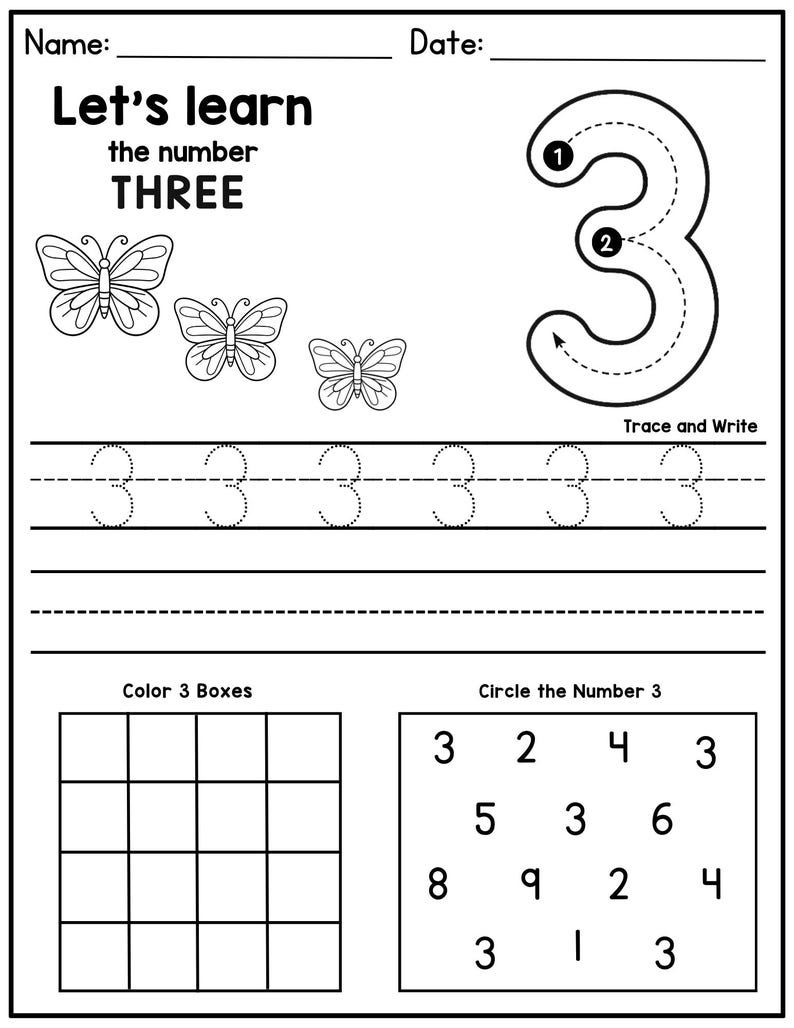 Number Tracing Worksheets 1-10 – Preschool Math Activity (digital ...