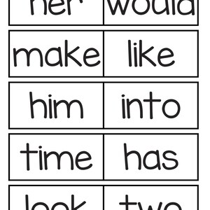100 Printable Fry's First Hundred Sight Word Flashcards. Kindergarten ...