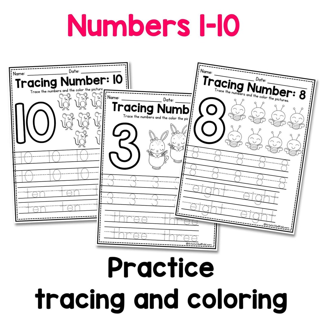 Numbers 1-20 Trace, Count, and Color Worksheets Preschool Numbers ...