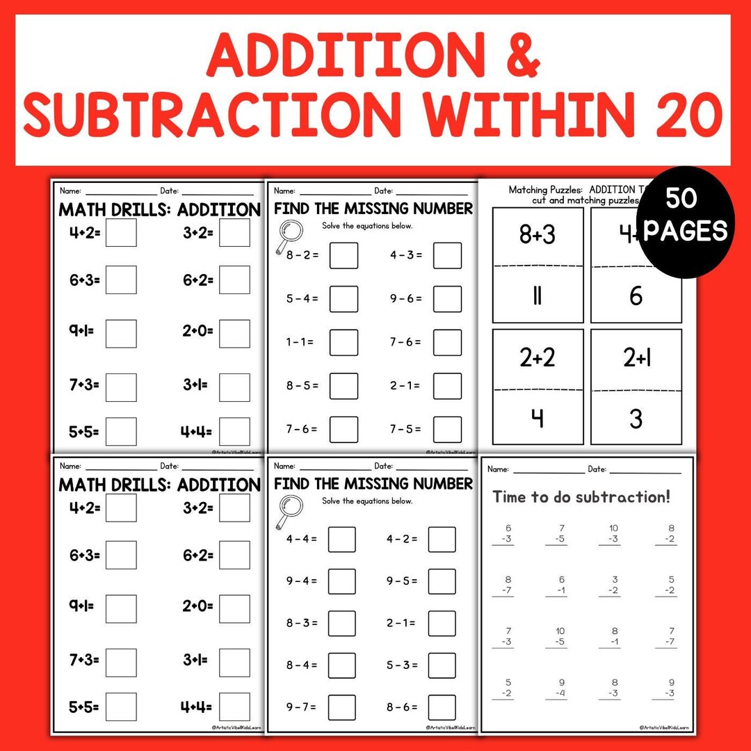 35 Math Worksheets - Printable - Instant Download - Addition ...