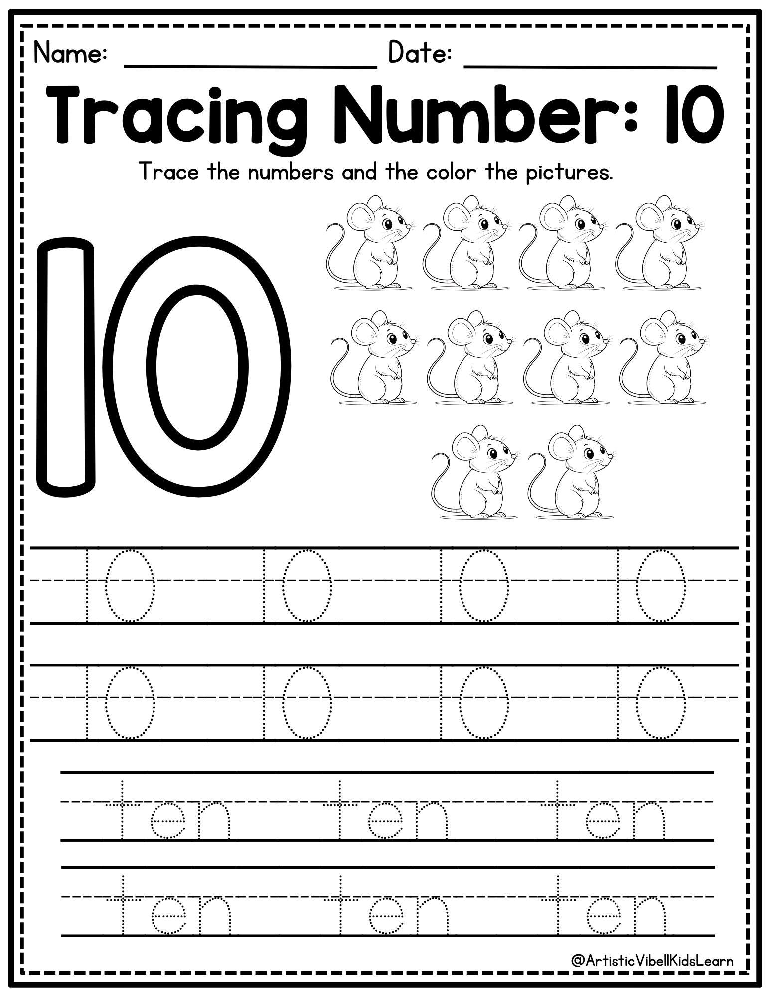 Numbers 1-20 Trace, Count, and Color Worksheets Preschool Numbers ...