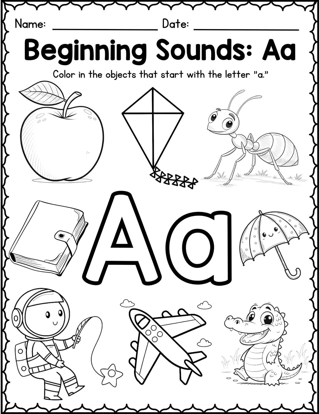 Alphabet Beginning Sounds Coloring Pages Beginning Sounds Worksheets ...