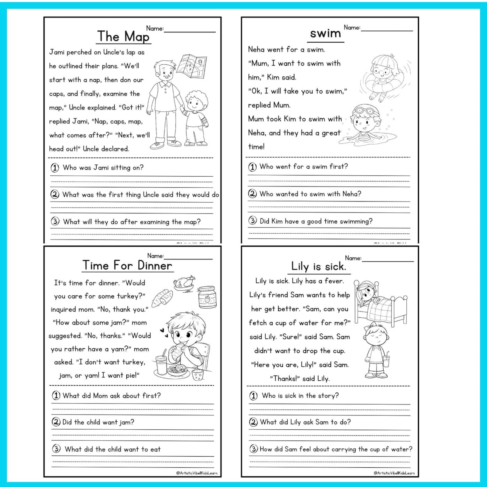 Kindergarten 1st Grade Reading Comprehension Passages Classroom ...