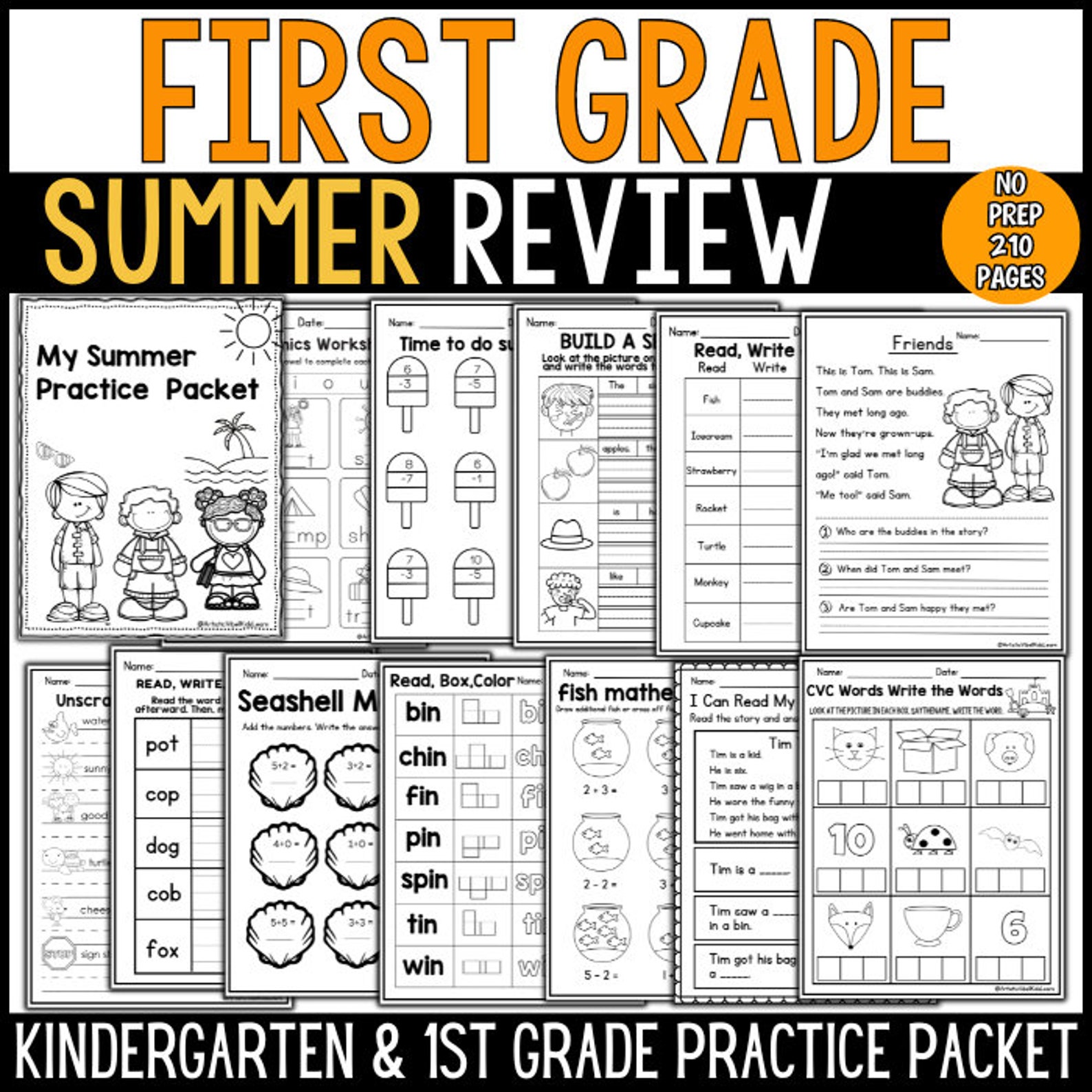 First Grade Summer Review Worksheets Teacher Resources Worksheet Math ...