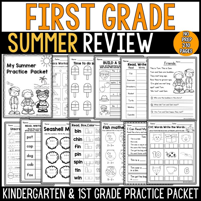 First Grade Summer Review Worksheets Teacher Resources Worksheet Math ...