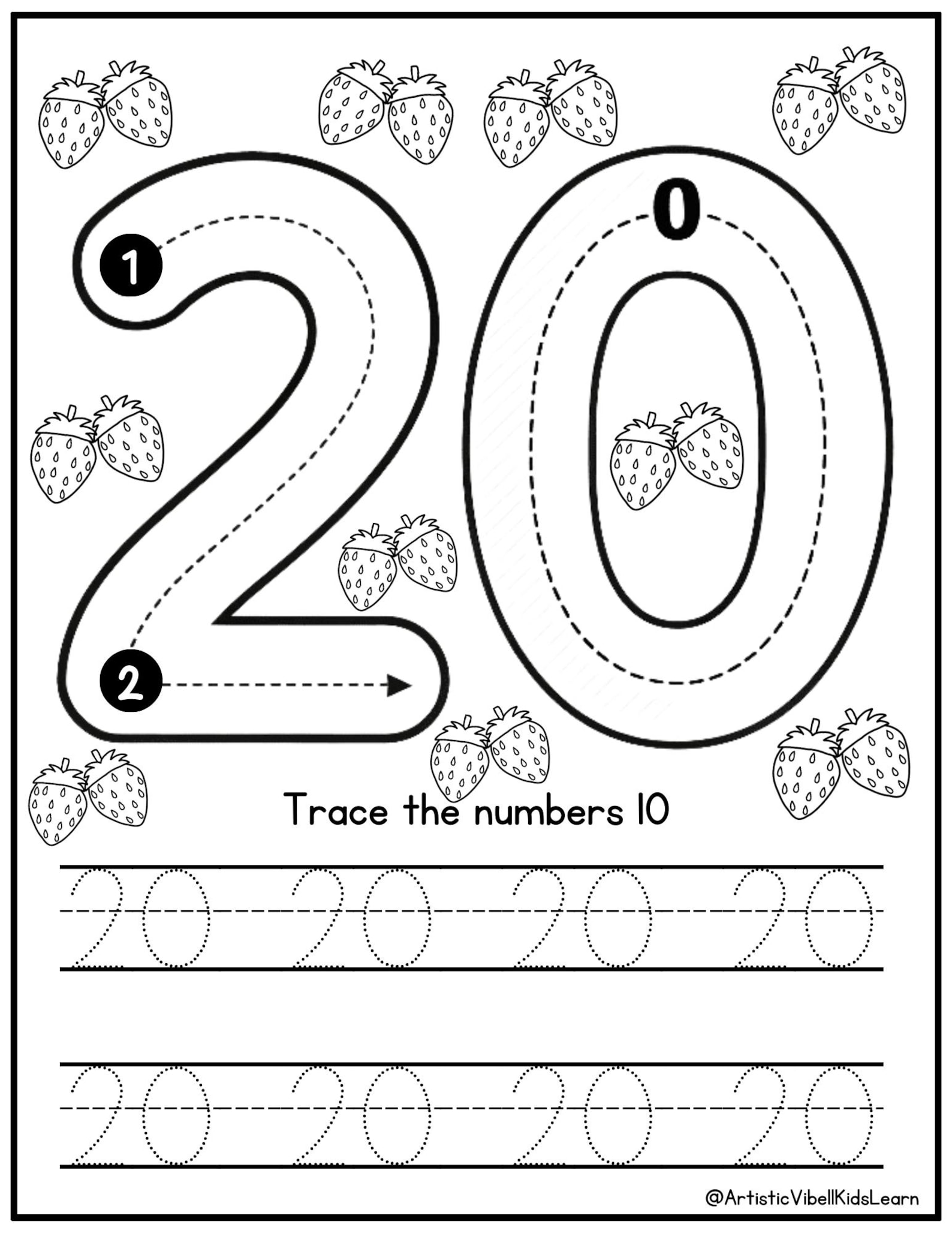 Numbers 1-20 Trace, Count, and Color Worksheets Preschool Numbers ...