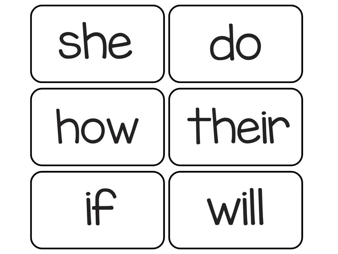 100 Printable Fry's First Hundred Sight Word Flashcards. Kindergarten ...