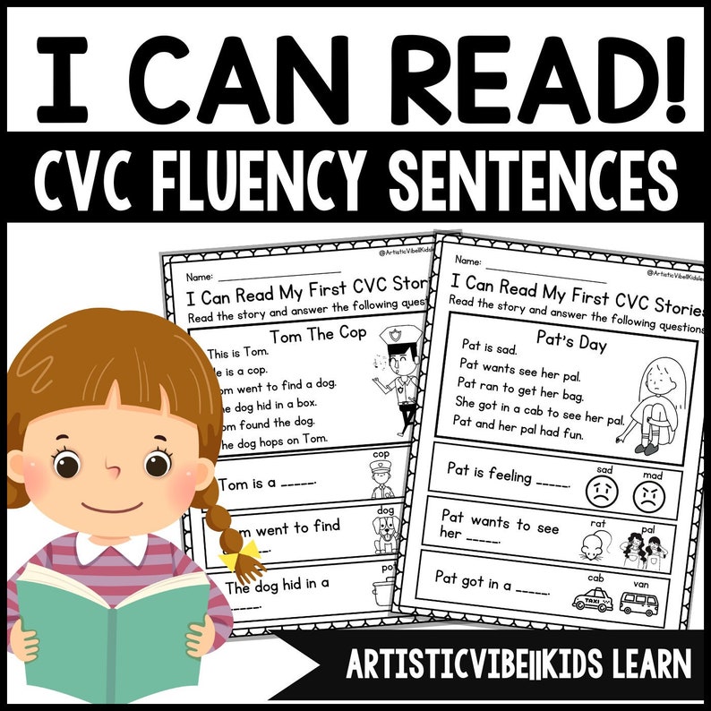 Cvc Word Fluency Worksheets 1st Grade Sentences Cvc Reading Printable ...