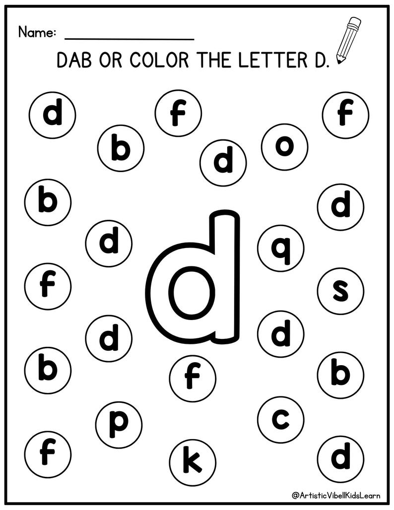 26 Printable Alphabet Lowercase Dab It Worksheets. Preschool-kdg ...