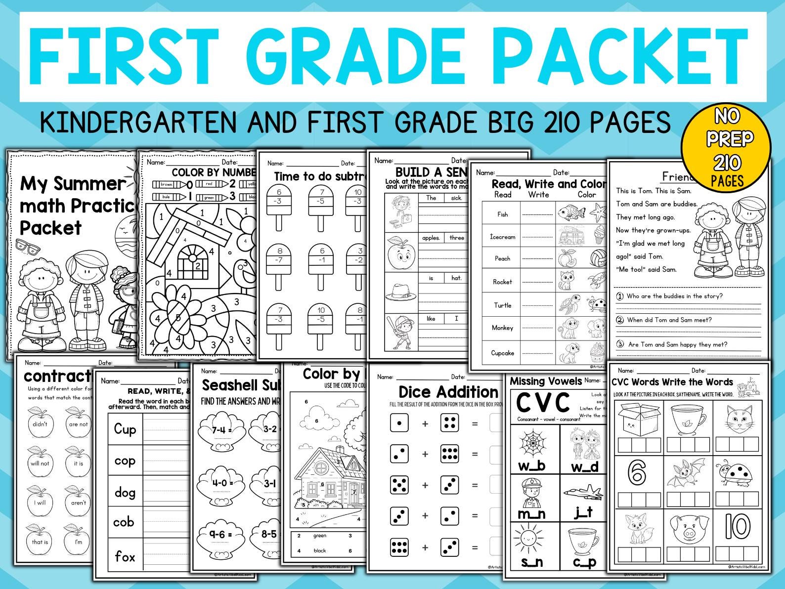 First Grade Summer Review Worksheets Teacher Resources Worksheet Math ...