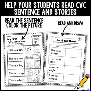 Cvc Word Fluency Worksheets 1st Grade Sentences Cvc Reading Printable ...